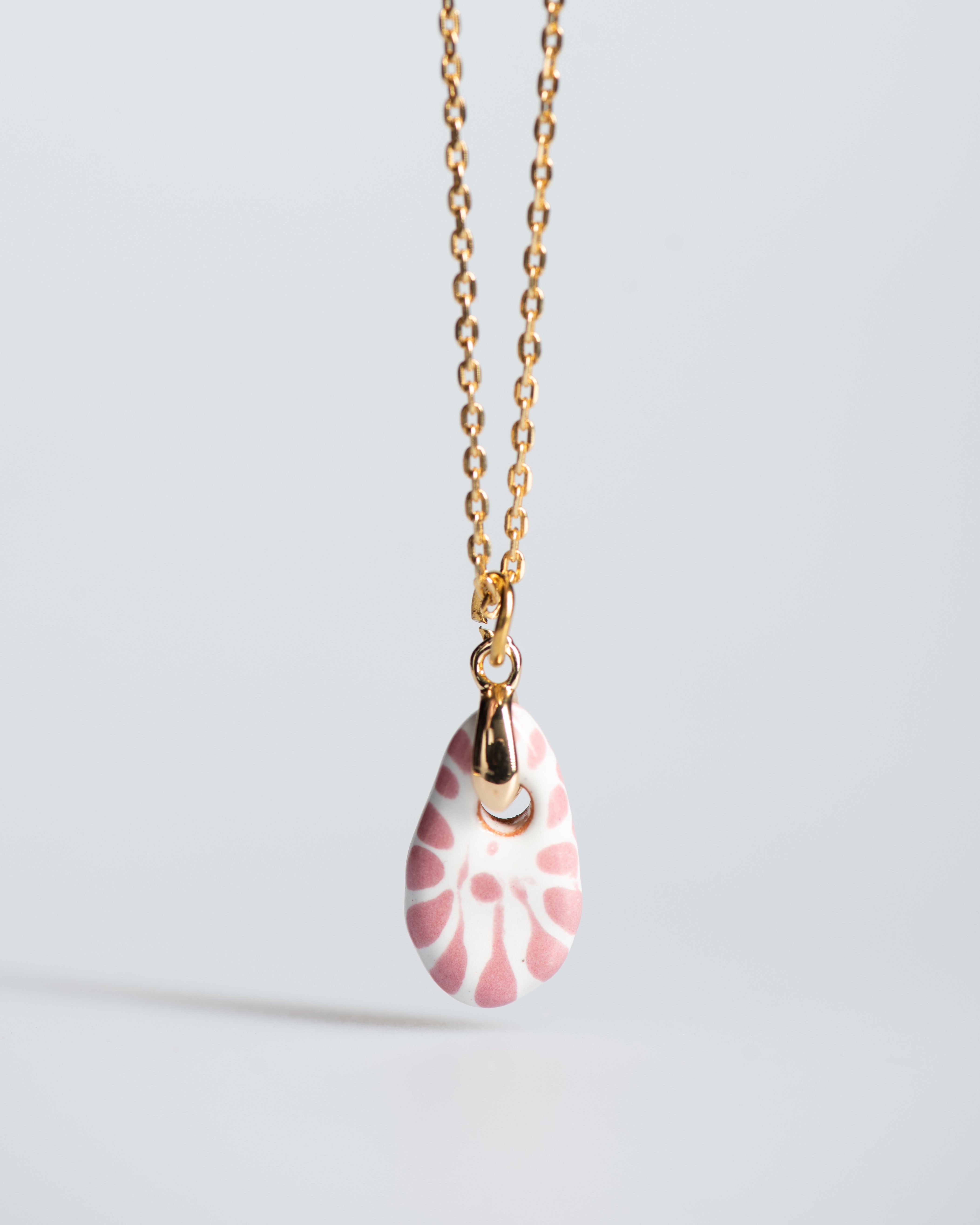 Pink Talavera Teardrop Necklace – Blush Ceramic Pendant | Clayvera